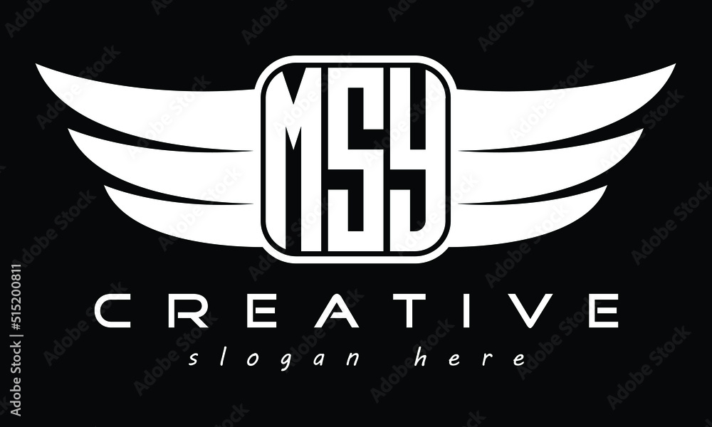 MSY three Letter Wings Flying Initial wing symbol minimalist creative ...