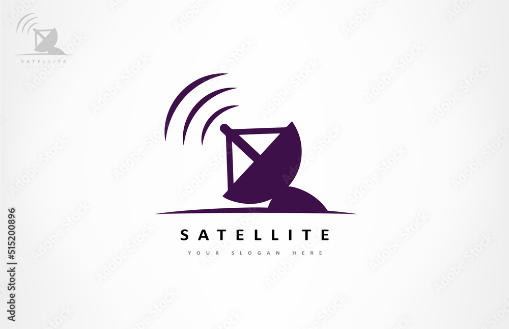 Satellite antenna logo vector design. Reception and transmission of ...