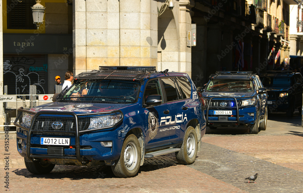 National Police (Policia) of Spain with Toyota Land Cruiser SUV cars in ...