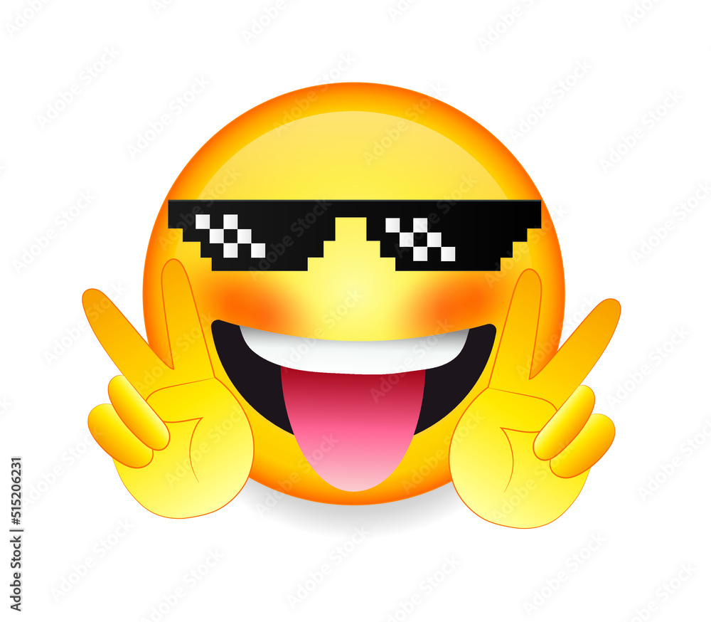 High quality emoticon on white background. Thug Life emoticon. Glasses ...