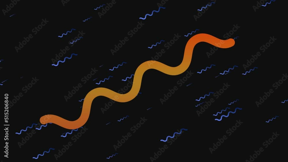 White and yellow trendy squiggly line loop animation stock footage. A ...