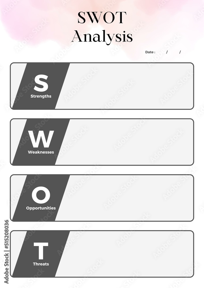 Minimal SWOT Analysis Planner Template Sheet, Elegant Planner Template ...