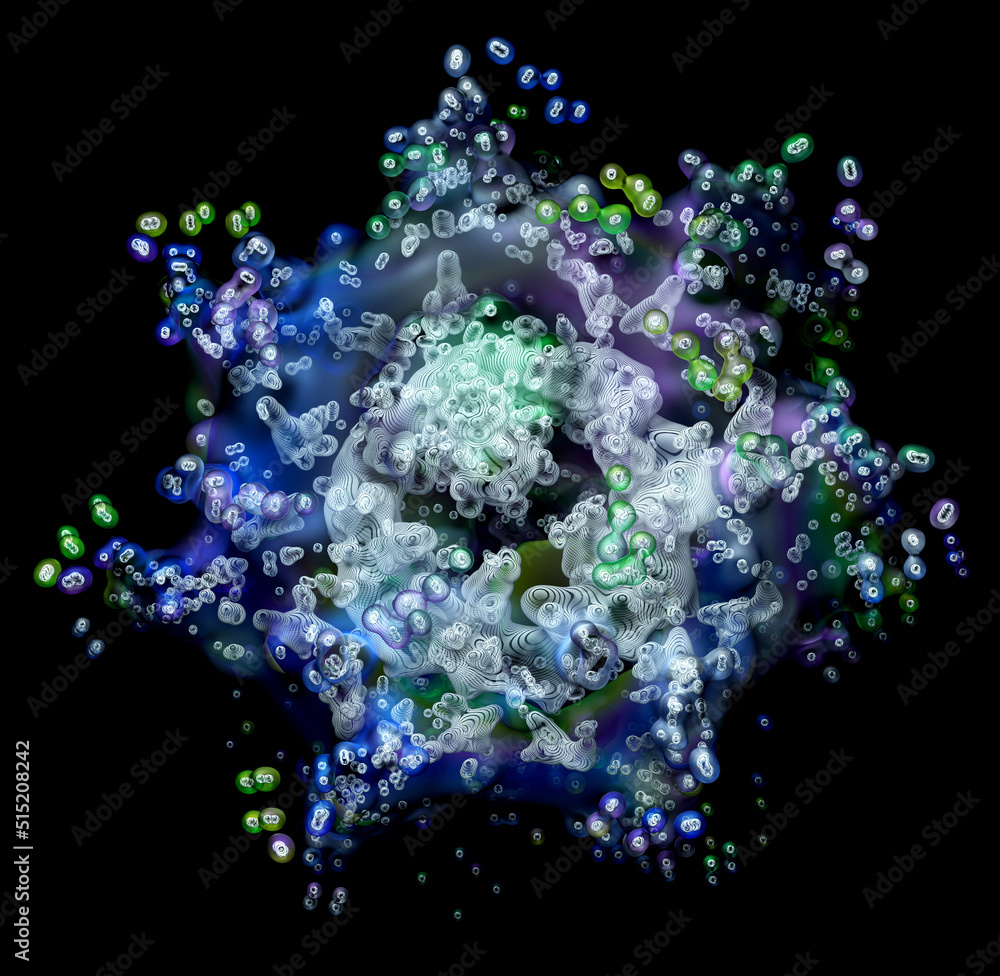 3d render of abstract art with surreal alien flower organism based on ...