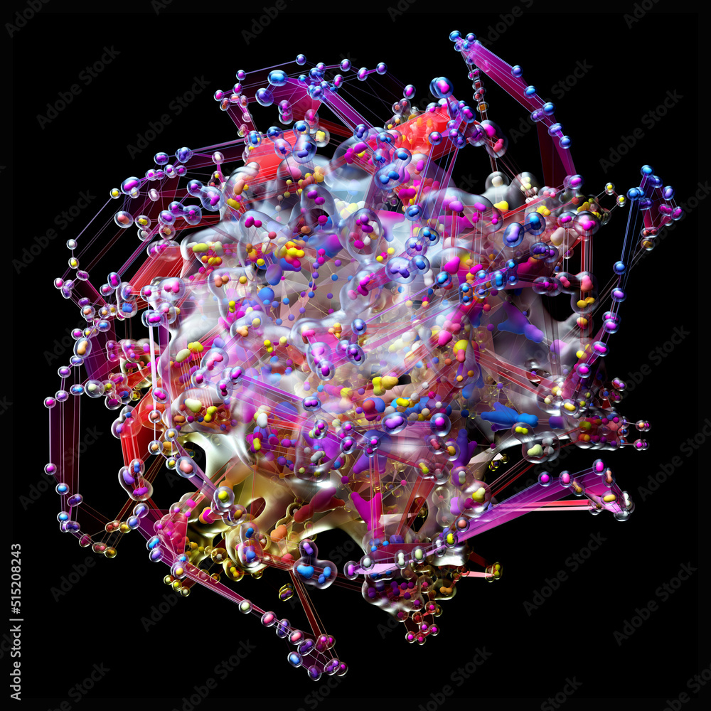 3d render of abstract art with surreal alien flower organism based on ...