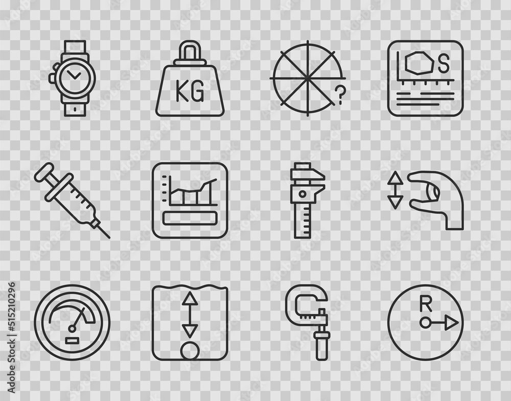 Set line Speedometer, Radius, Circle of pieces, Depth measurement ... Set line Speedometer, Radius, Circle of pieces, Depth measurement ...