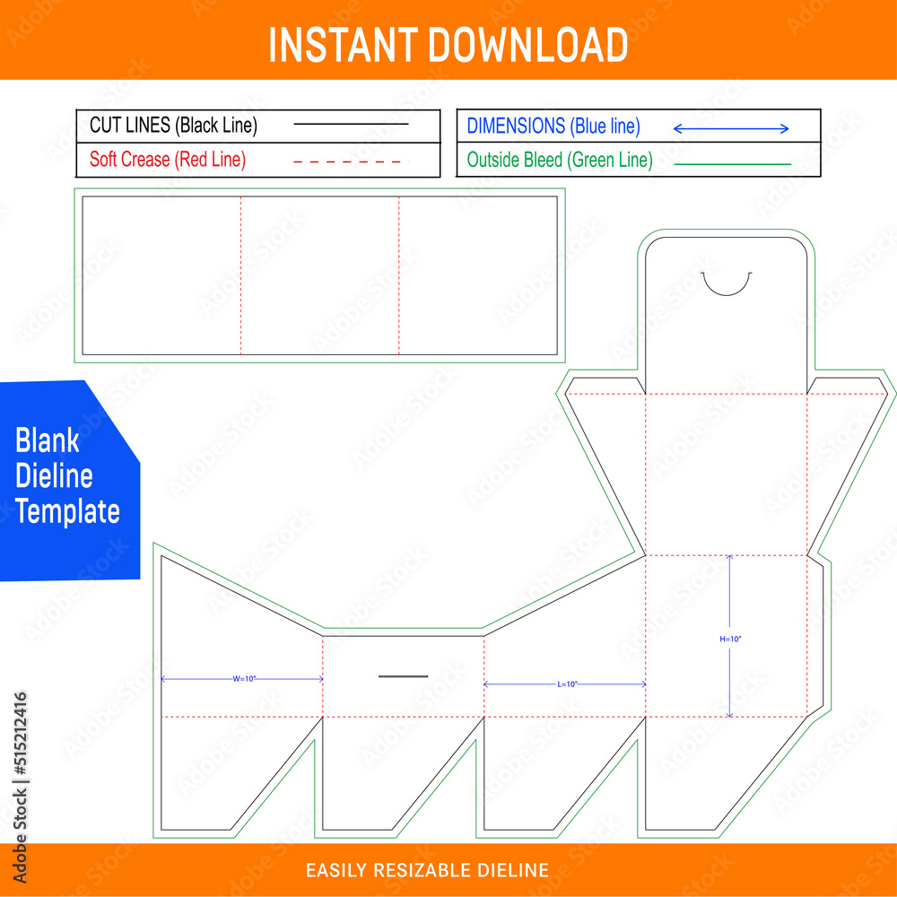 Custom packaging box dieline template and 3D box Stock Vector | Adobe Stock