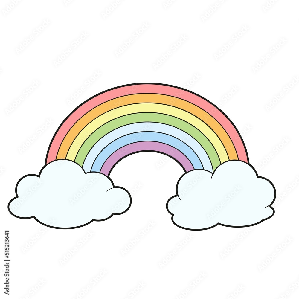 Cartoon rainbow color variation for coloring page isolated on white ...
