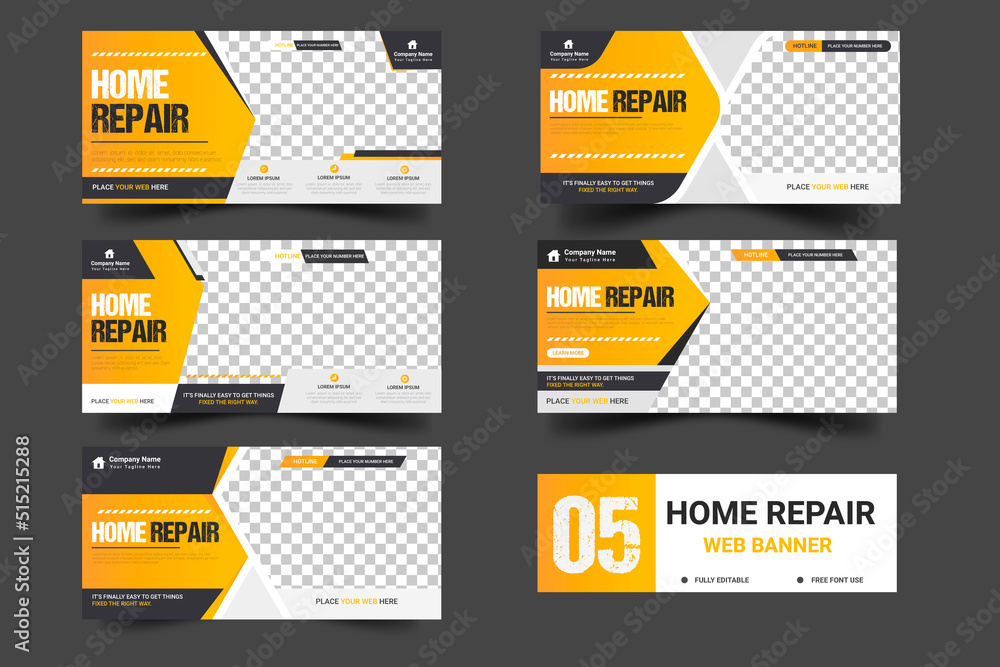 Construction and house renovation services social media post and web ...