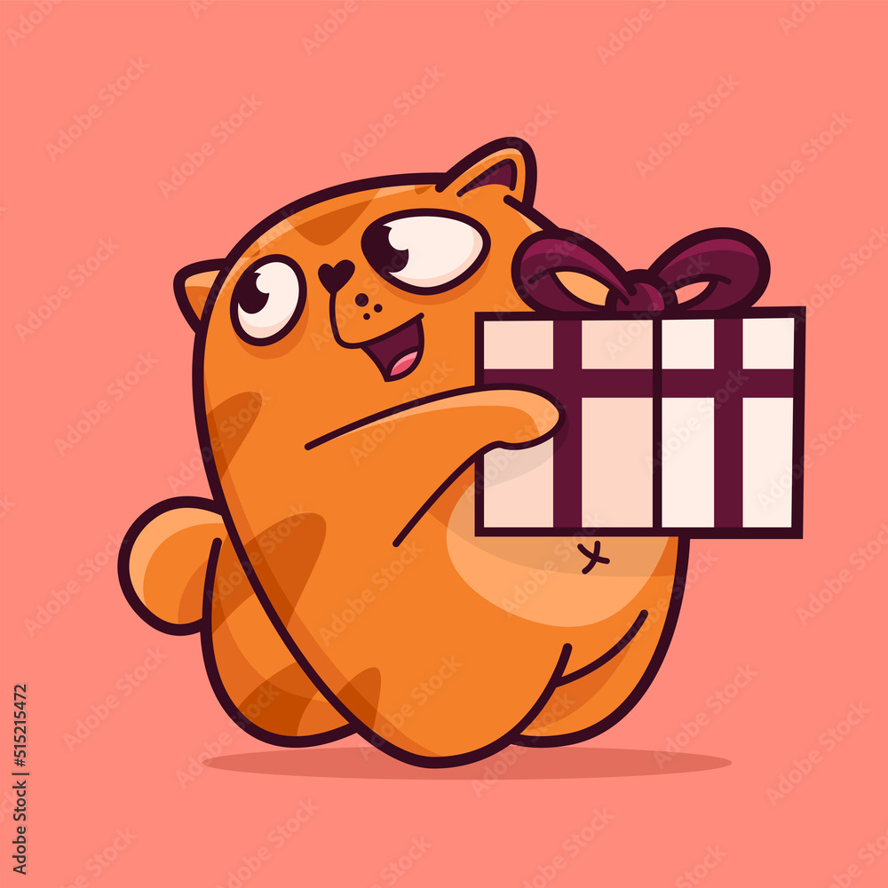 Cute Red Cat Is Holding A T Demonstrates Emotions Joy Happiness
