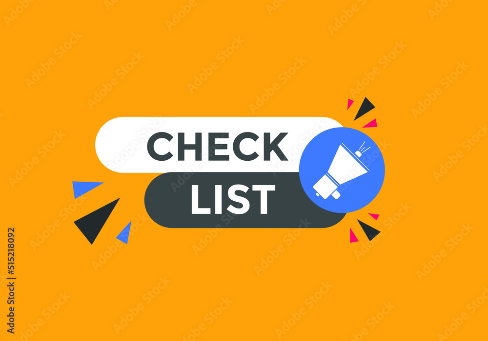 Check list text button label template. Check list on speech bubble ...