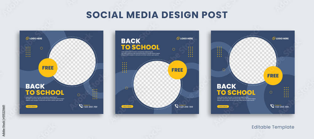 Set of Editable Template Social Media Instagram Design Post with Circle ...