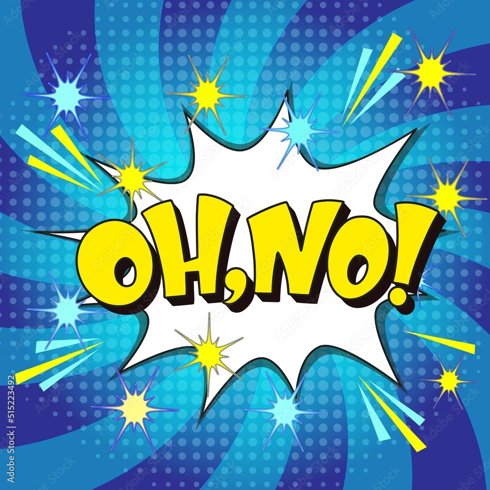 Comic lettering oh no with red lips and an open mouth. Vector bright ...