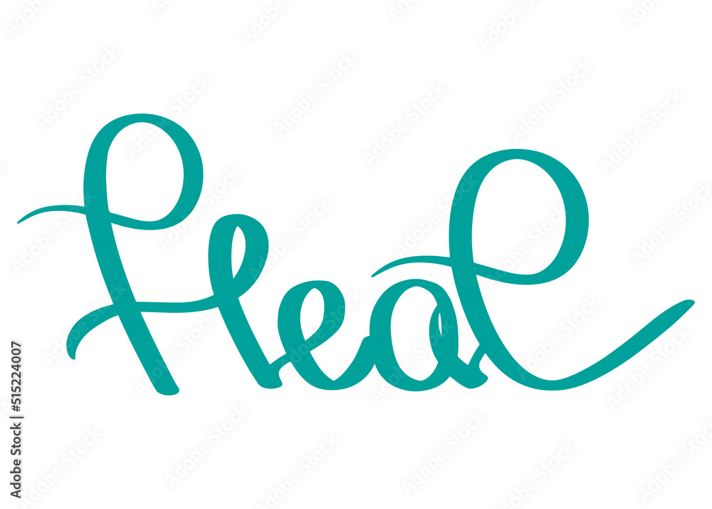 Vector calligraphy word Heal. Hand drawn calligraphy lettering design ...