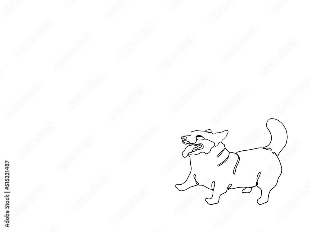 Hand drawn illustrations of corgi dog breed line art on white ...