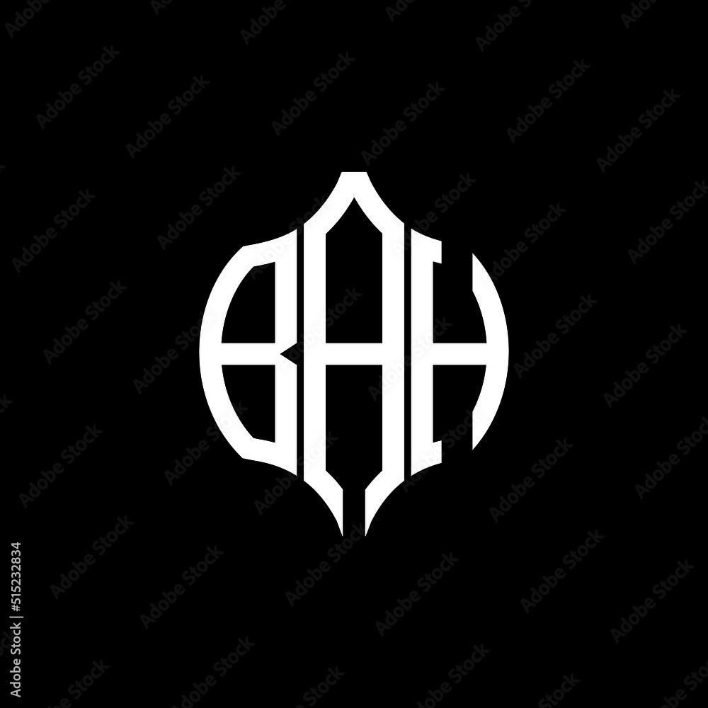 BAH letter logo. BAH best black background vector image. BAH Monogram ...