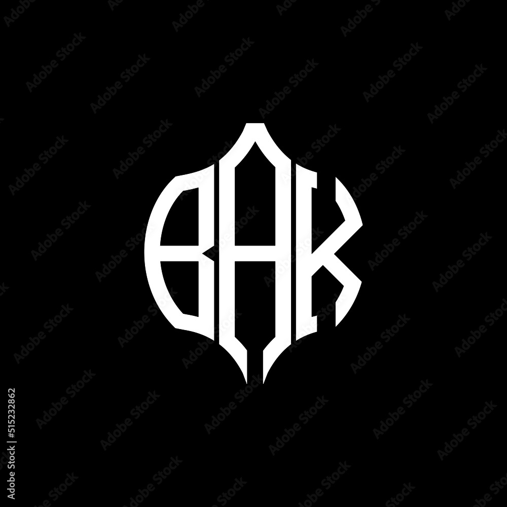 BAK letter logo. BAK best black background vector image. BAK Monogram ...