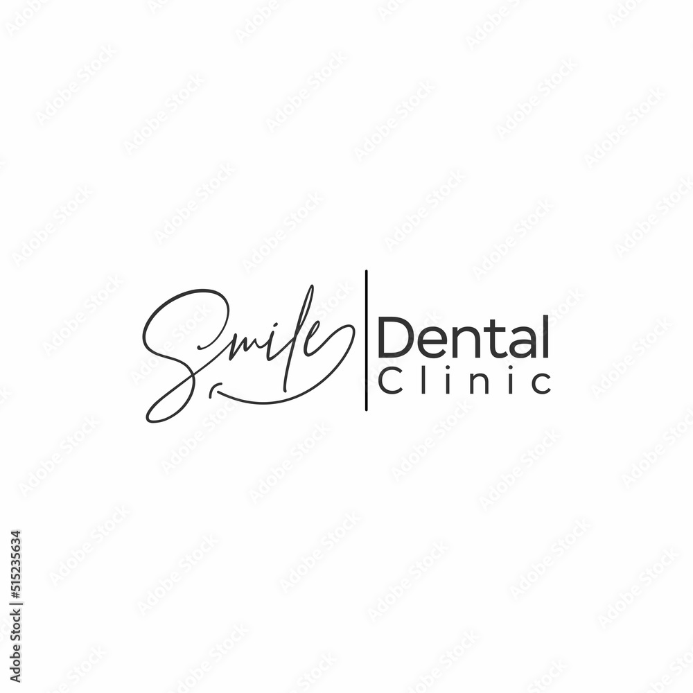 letter text smile dental clinic logo design Stock Vector | Adobe Stock