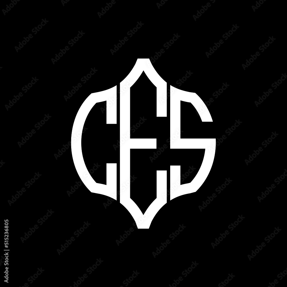 CES letter logo. CES best black background vector image. CES Monogram ...