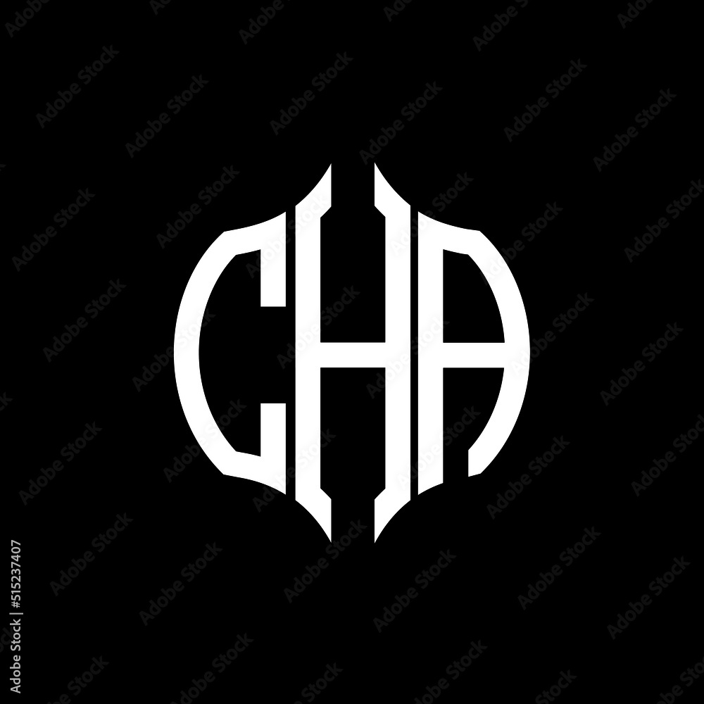 CHA letter logo. CHA best black background vector image. CHA Monogram ...