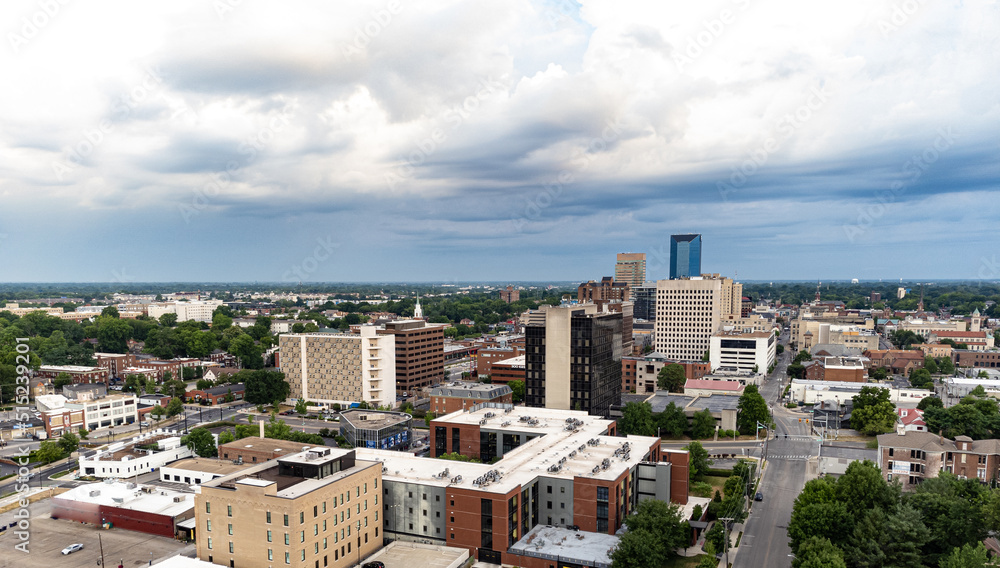 Aerial view of Lexington, Kentucky downtown area. Tall financial ...