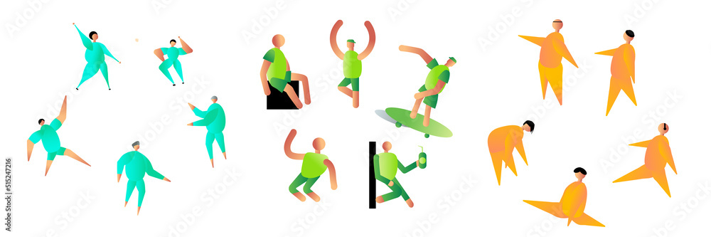 character set. Trendy creation set. Different man postures, hairstyle ...