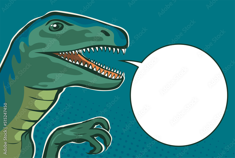 Portrait illustration of raptor head. Talking bubble. Predatory ...