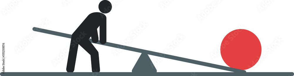Isolated vector illustration of a simple lever. Man holding lever ...