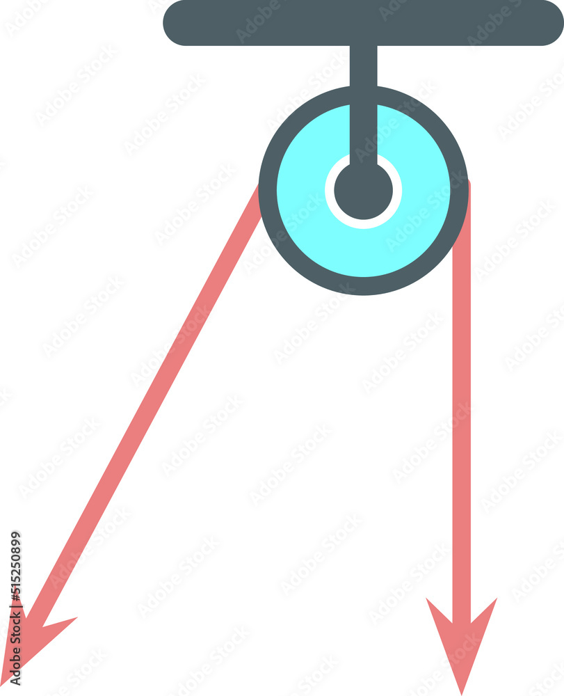 Isolated vector illustration of a simple pulley. Representation of ...