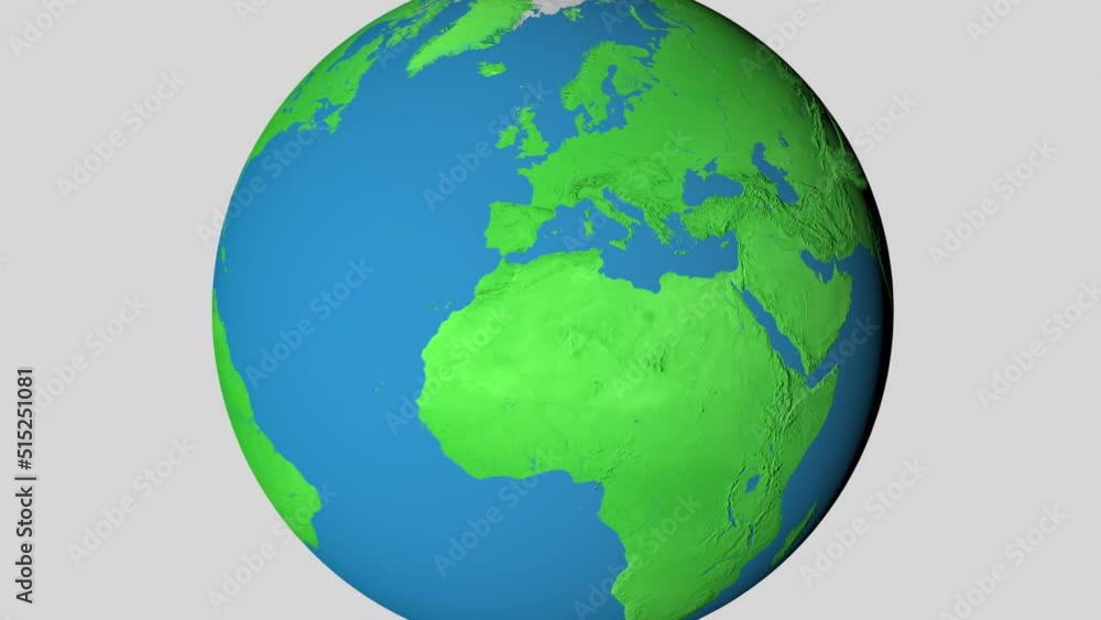 Seamless looping animation of the earth zooming in to the 3d map of ...