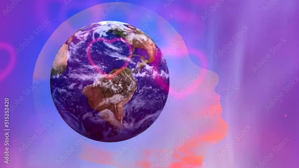 Planet earth in human head silhouette Stock Video | Adobe Stock