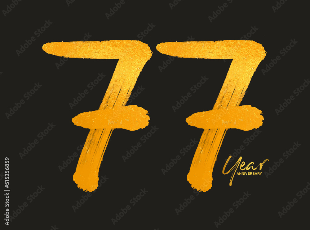 Gold 77 Years Anniversary Celebration Vector Template, 77 Years logo ...