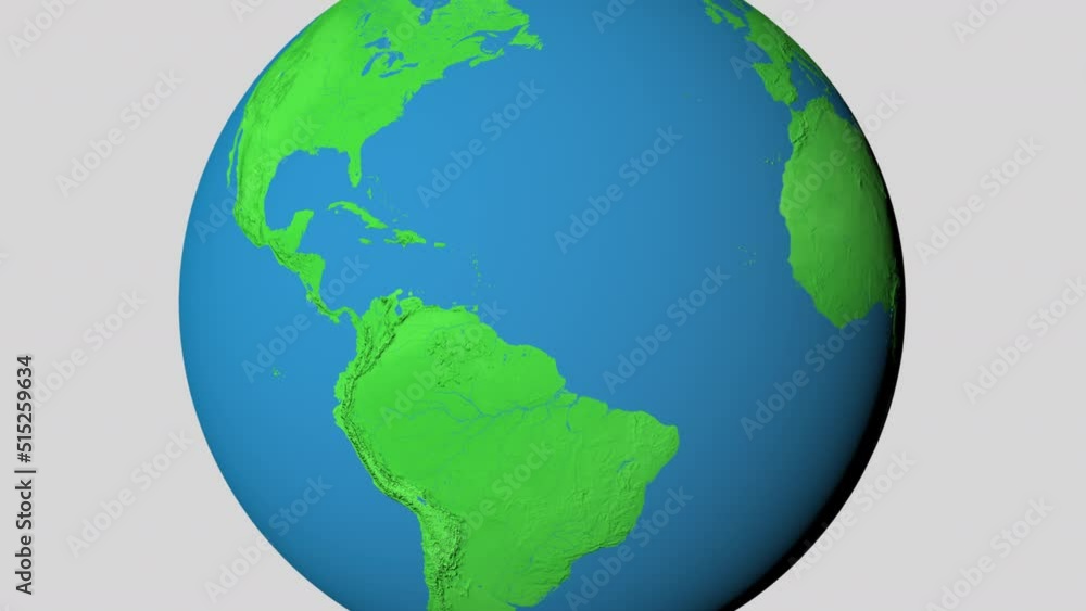 Seamless looping animation of the earth zooming in to the 3d map of ...