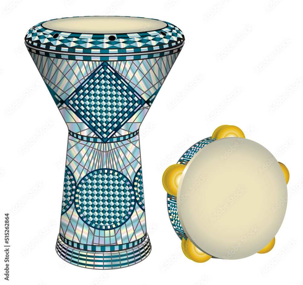 Vector art of a goblet drum known as a Darbuka or Tabla or Dumbek and a ...
