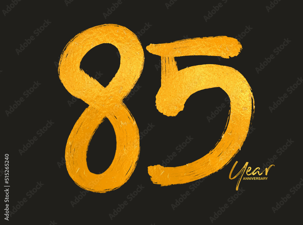 Gold 85 Years Anniversary Celebration Vector Template, 85 Years logo ...