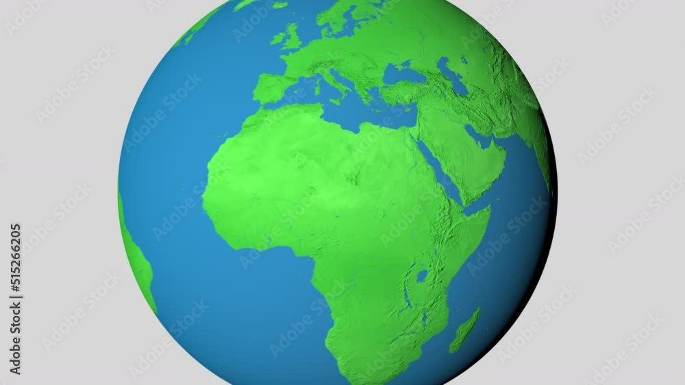 Seamless looping animation of the earth zooming in to the 3d map of ...