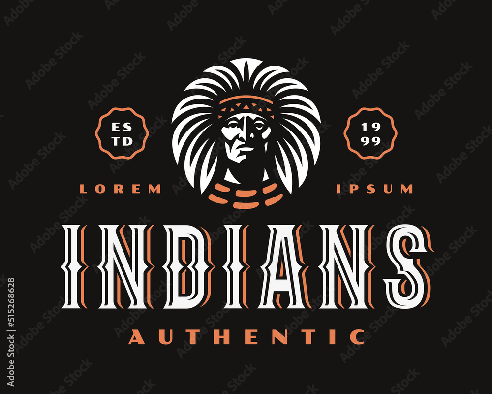 American Indian modern logo, emblem design template. Native american ...