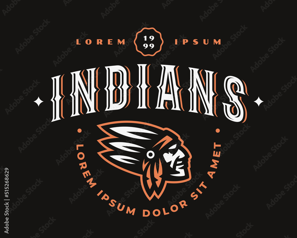 American Indian modern logo, emblem design template. Native american ...