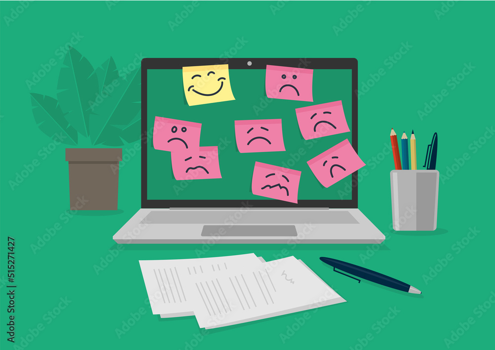 concept du bonheur et du bien être au travail et dans la vie. un ...