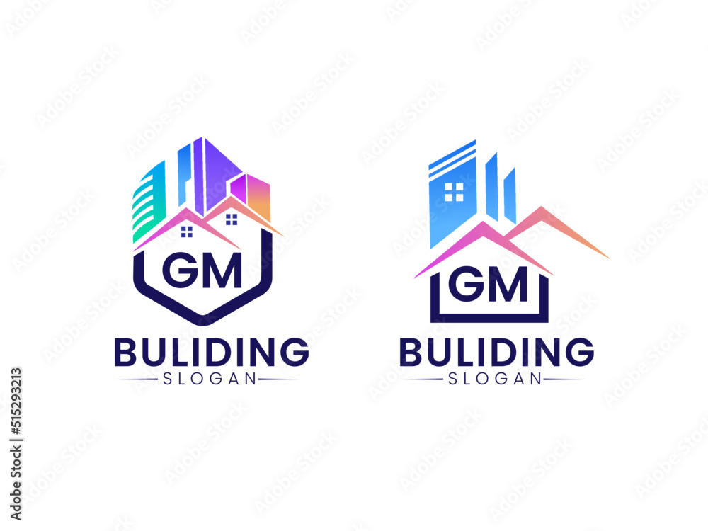 GM Creative real estate logo, GM Construction GM Architecture GM Building Logo Design Bundle ...