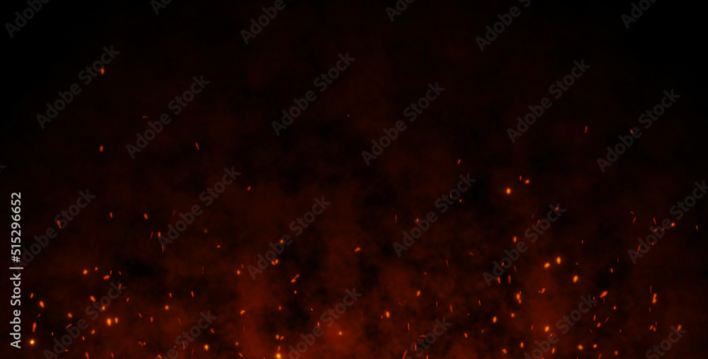 Fire sparks background. Abstract dark glitter fire particles lights ...