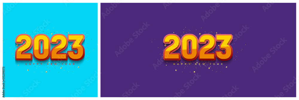 Happy New Year 2023 with square and horizontal options Stock Vector ...