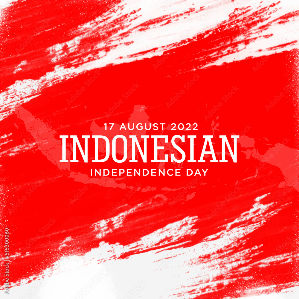 Vecteur Stock Indonesia Independence day with red grunge background ...