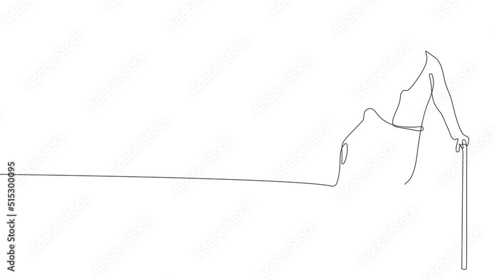 Continuous one line drawing of full length portrait of a senior man ...