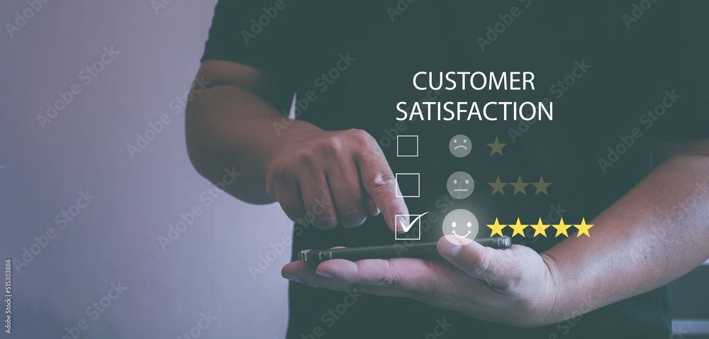 Customer Service Assessment Concept.Users rate the service of an online ...