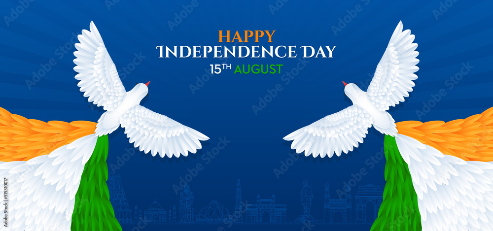 Independence day in India on August 15 Indian National day. bird with ...