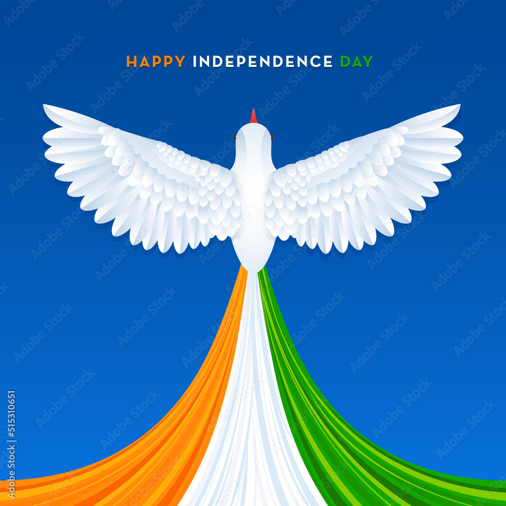 Independence day in India on August 15 Indian National day. Bird with ...