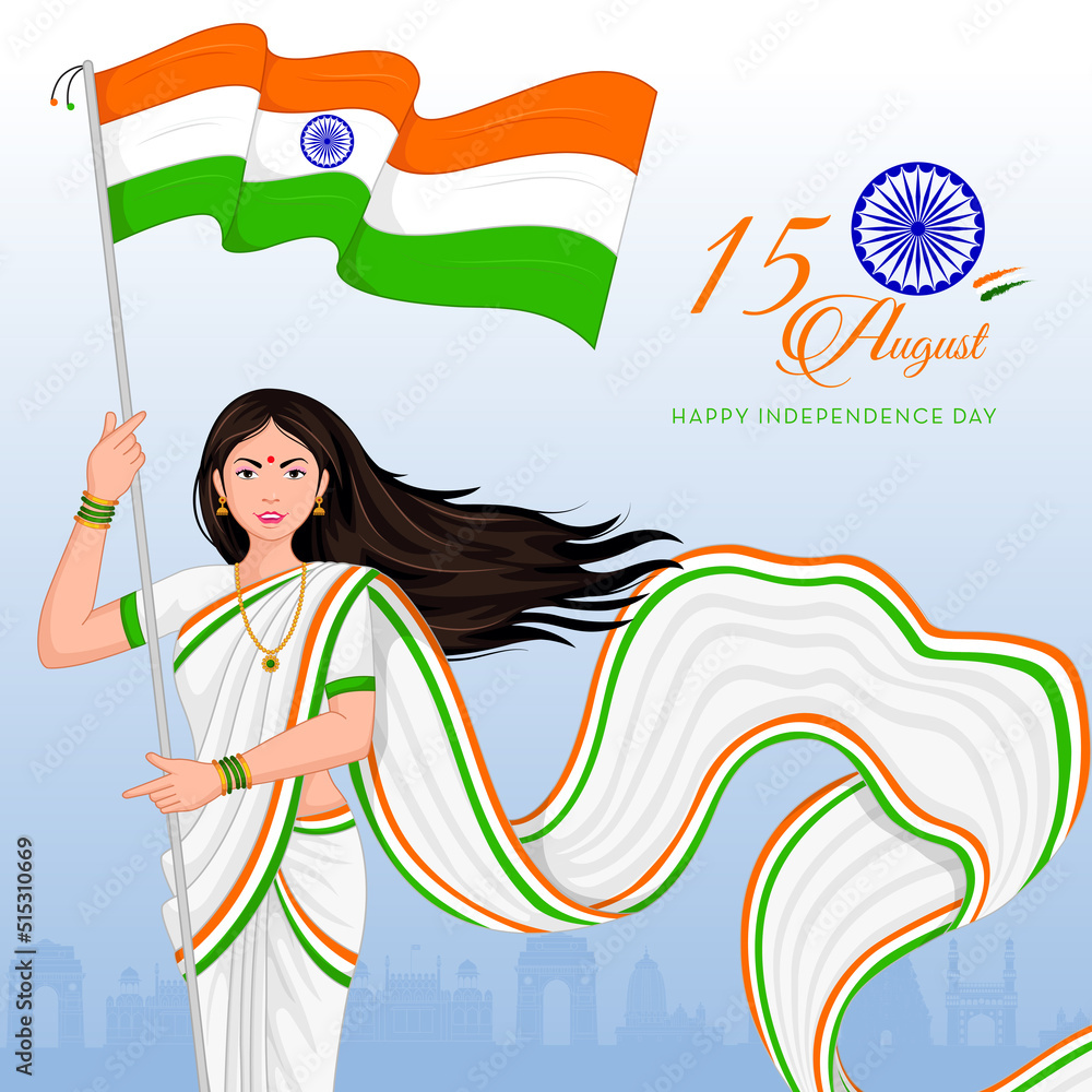 Independence day in India on August 15 Indian National day. Mother ...
