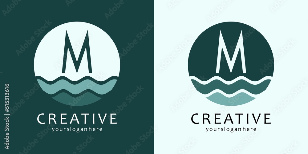 Wave Logo Design with Letter M Stock Vector | Adobe Stock
