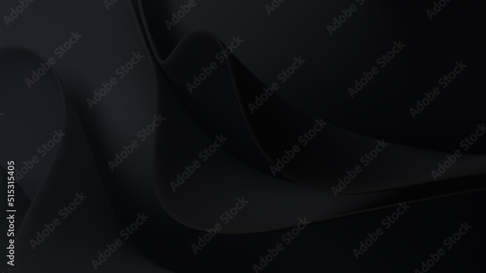 Black Curvy Surfaces. Elegant Abstract 3D Background. 3D Render. Stock ...