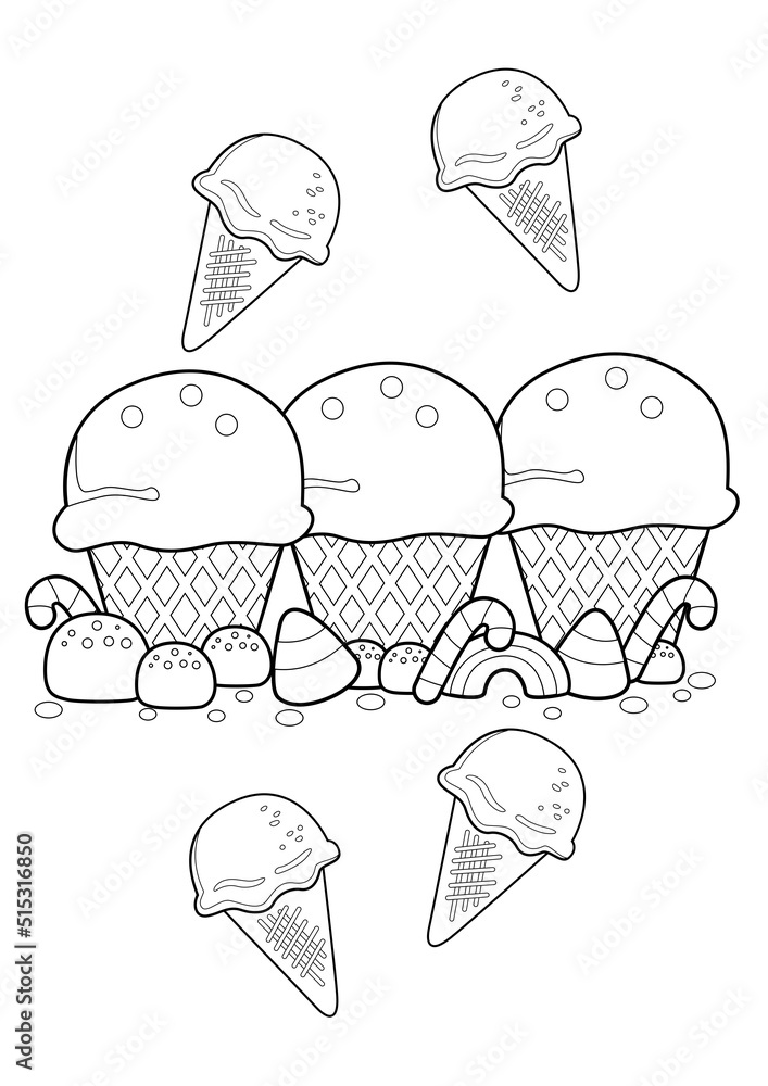 Candyland coloring pages A4 for kids and adult Stock Illustration ...